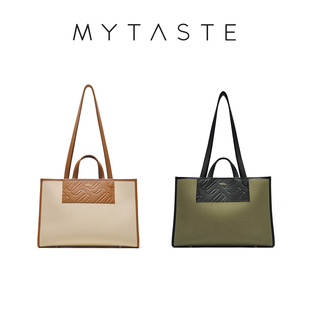 MYTASTE/Endless小号帆布托特包真皮通勤女包简约百搭单肩斜挎包