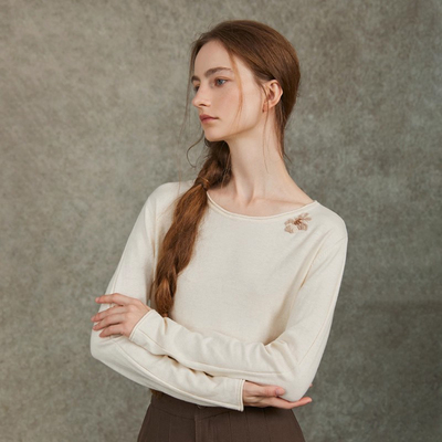 范可儿文艺百搭圆领打底羊毛衫