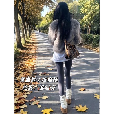 雪地靴袜套女秋冬季搭配鲨鱼裤瑜伽裤小腿袜保暖腿套jk袜子堆堆袜