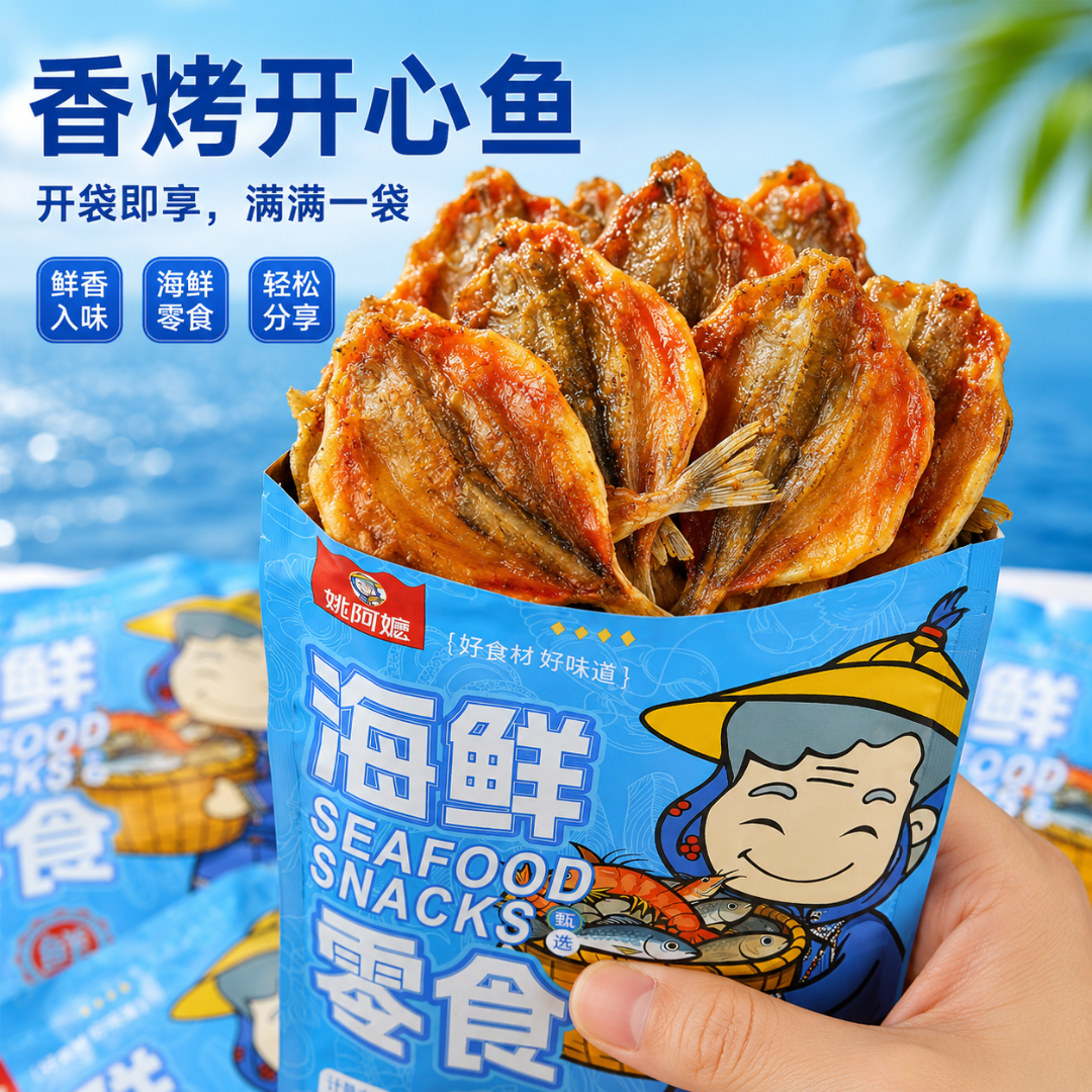 手撕香烤开心鱼片开袋即食健康营养美味高蛋白休闲解馋烤鱼片零食