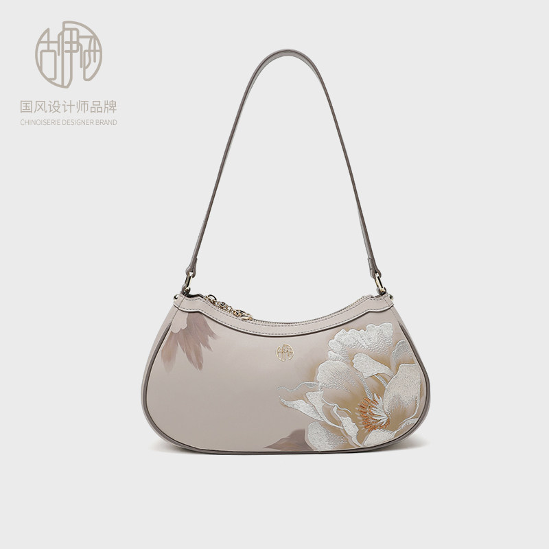 【宝藏品牌】新中式刺绣腋下包斜挎牛皮女包妈妈大容量单肩包