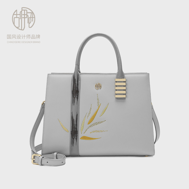 【宝藏品牌】中国风刺绣牛皮气质杀手包大容量单肩手提包斜挎包