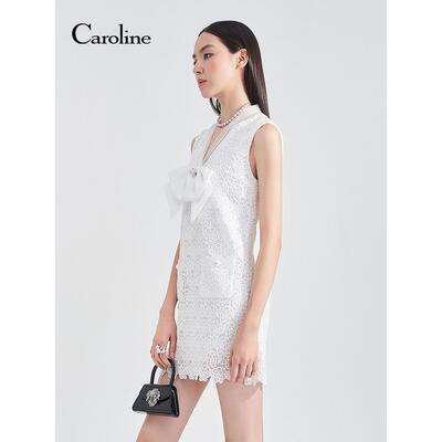 Caroline卡洛琳2026夏季新款立体蝴蝶结无袖蕾丝连衣裙ESC2L04A