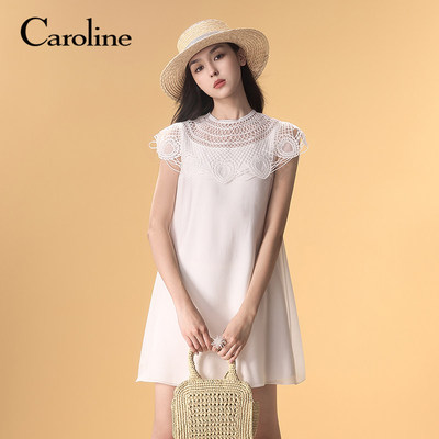Caroline 商场同款 2025夏季新款优雅蕾丝披肩连衣裙R623001C