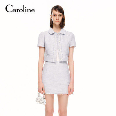 Caroline卡洛琳2026秋季新款轻薄花纱小香风短袖短外套ESC4W01A