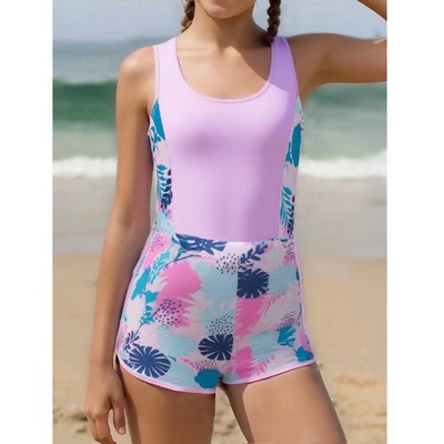 Kids' Two-Piece Bikini Swimsuit中大童连体平角裤两件套比基尼