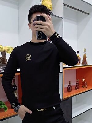 2022秋季新款时尚百搭修身舒适打底衫男士欧货绅士休闲卫衣3923