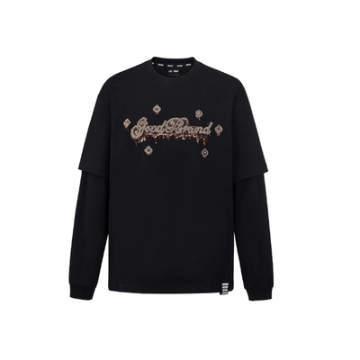 GOODBRAND 25FW冰淇淋珠片绣假两件长袖T恤 男女同款
