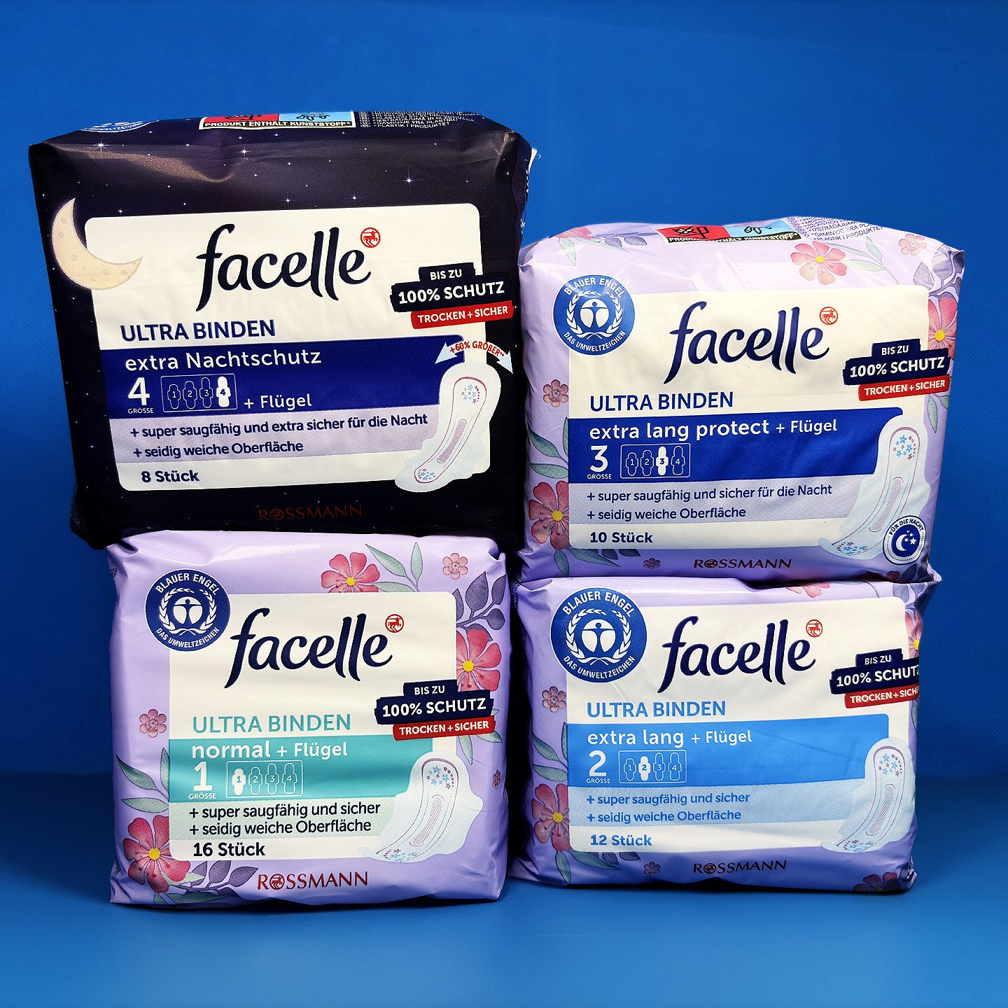 德国facelle菲丝乐卫生巾姨妈巾日用夜用防漏干爽亲肤超轻薄透气
