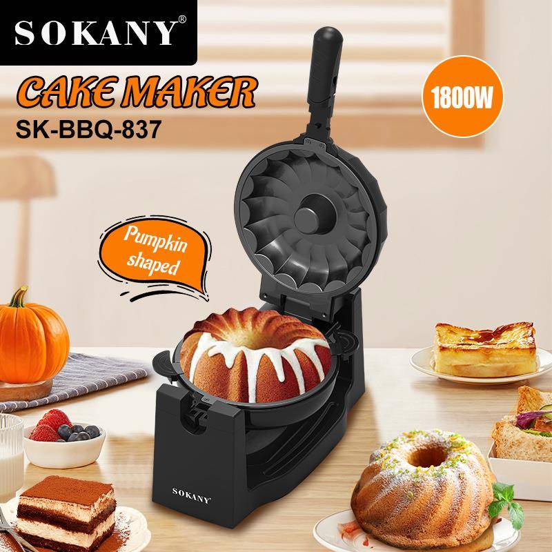 出口SOKANY837蛋糕机可旋转甜品甜甜圈烘焙吐司面包机CAKE MAKER