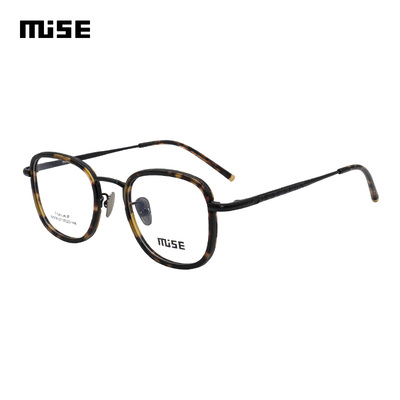MUISE眼镜框全框超轻钛材光学镜架玳瑁色男女款配镜片MSTA521