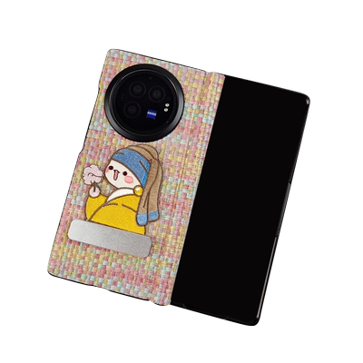 适用vivoxfold3皮纹卡通手机壳套