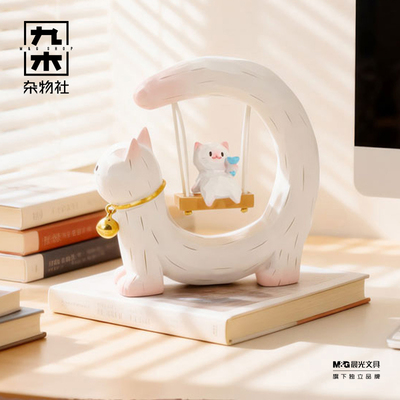 九木杂物社猫猫PAI猫咪秋千盲盒正版可爱猫咪桌面小摆件车载礼物