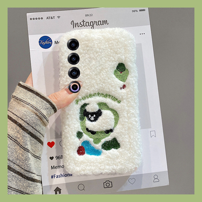 刺绣可爱小绵羊适用魅族22mini手机壳note16保暖21pro呆萌20秋冬18por毛绒18x冬天7/16spor/16t/16x/16thplus