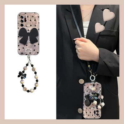 ins风满屏波点适用oppofindn3flip手机壳findn2flip立体n3蝴蝶结n2支架findn折叠屏斜挎oppo可背带0pp0挂链硬