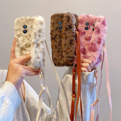 ins风豹纹腕带适用华为magicv3手机壳magicvs2斜挎p50可背pockets秋冬季matexs2毛绒x5折叠屏x3挂绳ocket2硬
