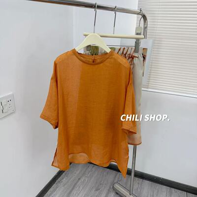 【英英Chili】花边韩系慵懒风设计师款苎麻花裙套装F 06.15