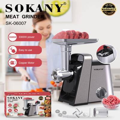 跨境SOKANY06007绞肉机不锈钢料理机家用碎肉绞馅机MEAT GRINDER