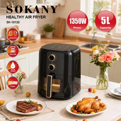 跨境SOKANY10120空气炸锅家用5L可视化炸锅旋钮调节健康炸锅