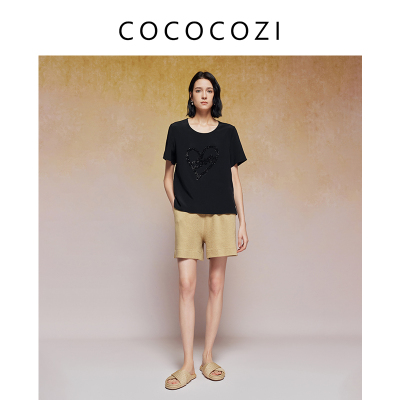 COCOCOZI夏季宽松阔腿运动时尚女士休闲短裤