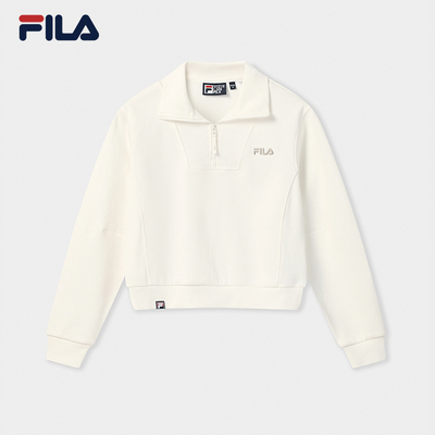 FILA 斐乐官方女子套头卫衣2025冬新半开襟上衣F11W549204F