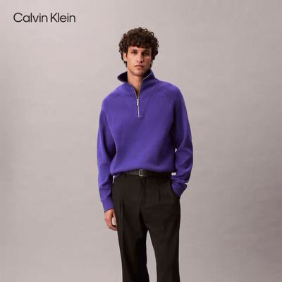 CK高级成衣系列秋冬男士商务休闲拉链半开襟立领针织衫40BM333