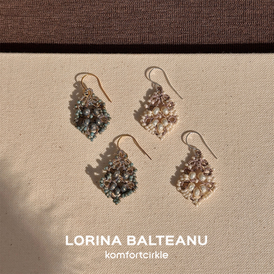 LORINA Octavia耳环 法国天然半宝石手工编织蕾丝复古精致耳钩