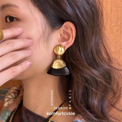 DOMINIQUE DENAIVE 几何拼接耳夹树脂无耳洞耳饰Boucles Simone