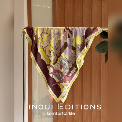 INOUI EDITIONS 100*100海底人鱼主题印花方巾丝巾披肩时尚装饰
