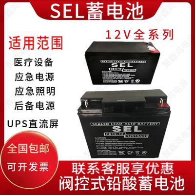 SEL蓄电池CB19-12应急启动电源12V19AH登路普邓禄普12V9AH17A电瓶