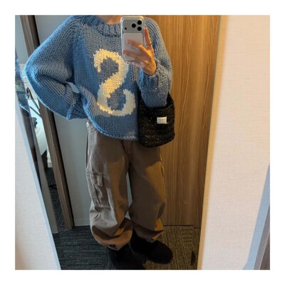 若若韩代正品直邮somewherebutter字母花纹手工圆领针织毛衣打底