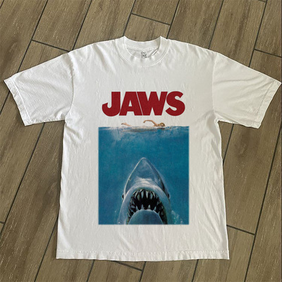 CLFC 1975电影斯皮尔伯格Jaws大白鲨美式休闲潮牌男女同款长短袖T