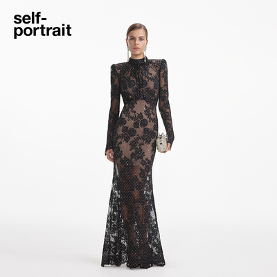 self-portrait长袖礼服连衣裙