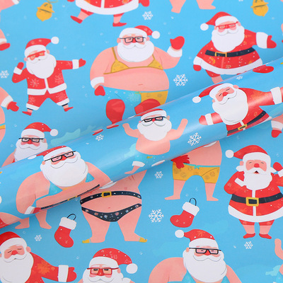 6PCs Christmas Gift Wrapping Paper 6张搞怪圣诞老人礼物包装纸