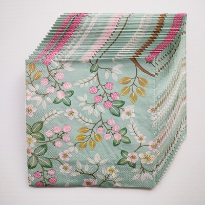 20PCs Spring Raspberry Paper Napkins Decoupage蝶骨巴特餐巾纸
