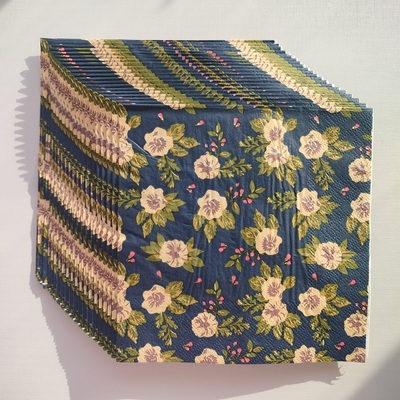 Wildflower Navy Blue Paper Napkins Decoupage花朵藏青色餐巾纸