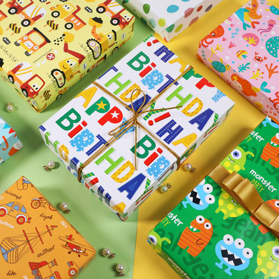 Birthday Gift Wrapping Paper Cartoon 卡通生日节日礼物包装纸