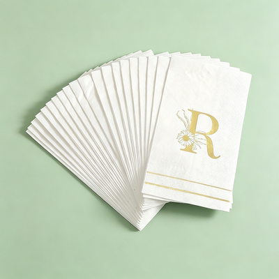 高级感烫金花朵字母纸巾婚礼宴会餐巾纸 Gold Foil Party Napkins