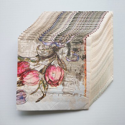 Retro Floral Paper Napkins Decoupage Party复古蝶骨巴特餐巾纸