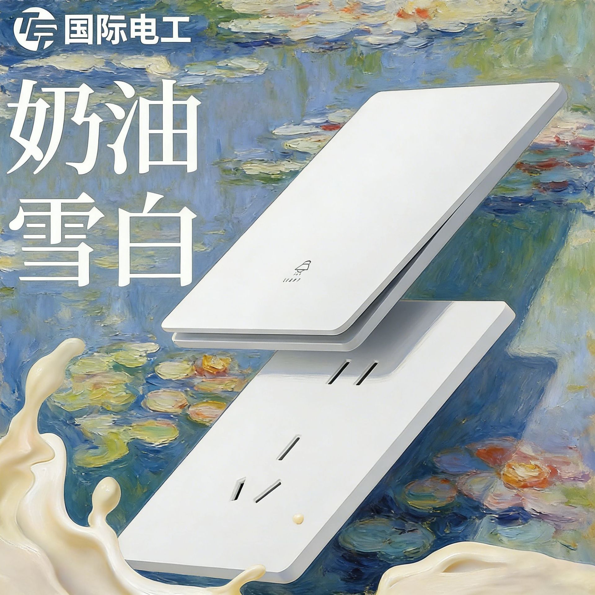 TEP国际电工G11奶油风开关插座墙壁86型五孔扦板超薄哑光面板