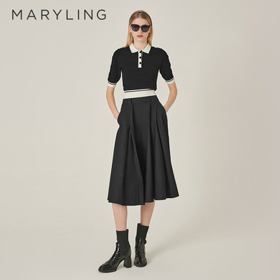 MARYLING黑白撞色针织套头衫