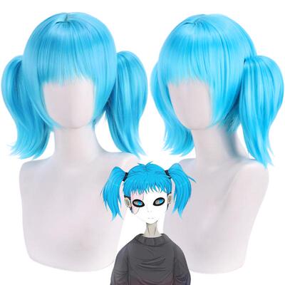 Sally Face Sallyface Cosplay Wig莎莉之脸蓝色双马尾cos假发