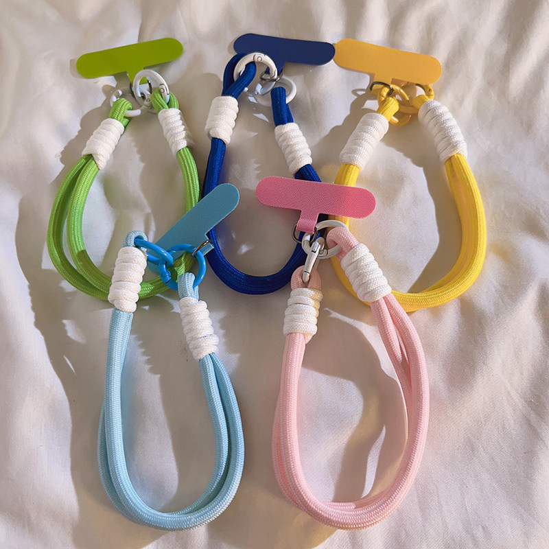 ins简约风尼龙手工编织绳撞色挂绳钥匙扣手机壳便携手绳diy潮款小众挂件饰品手机链条防丢手提手拎挂饰少女心