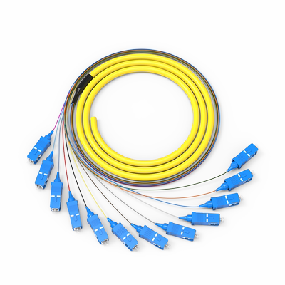晋航 12芯束状尾纤方头SC束状尾缆跳纤电信级单模光纤12芯sc束纤方口光纤线分纤箱熔接彩色线