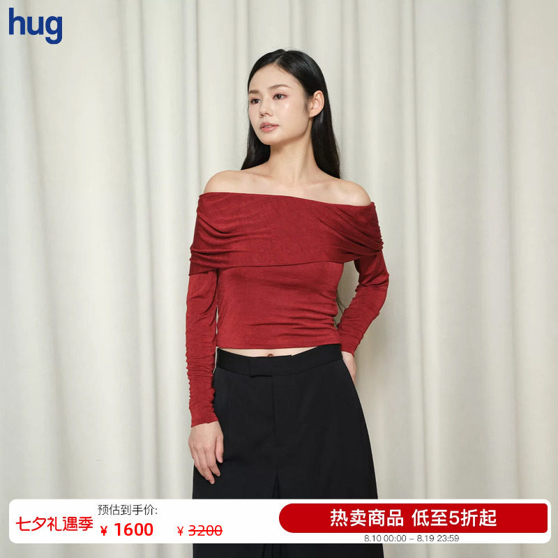 【SAMUEL Gui YANG】hug 新款一字肩翻领长袖上衣