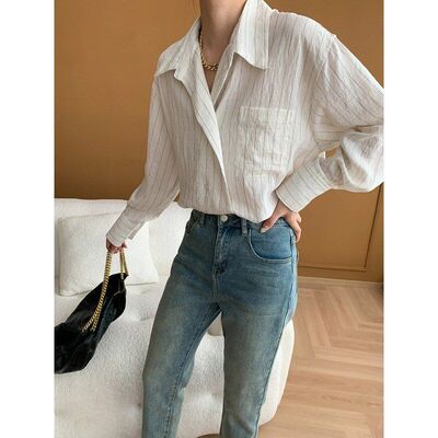 司南随性博主风法式老钱宽松条纹