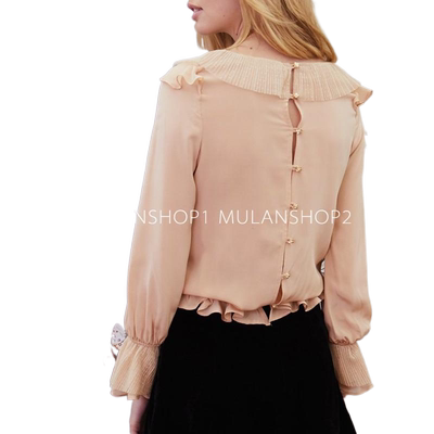 【】For Love and Lemons正品荷叶领长袖上衣/丝绒半裙