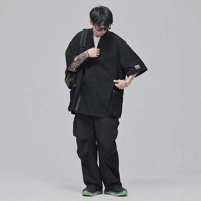 DRIVESTRAIGHT 23SS夏季日系机能防水透气微弹多口袋外套道袍衬衫