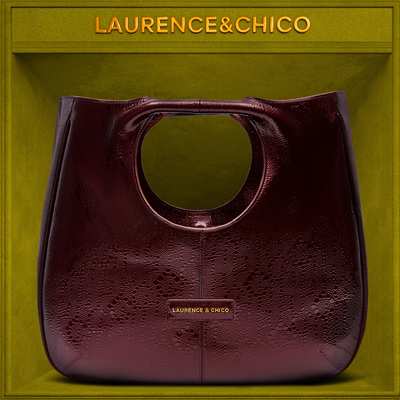 LC酒红漆皮LC蜥蜴压纹花苞包，大号