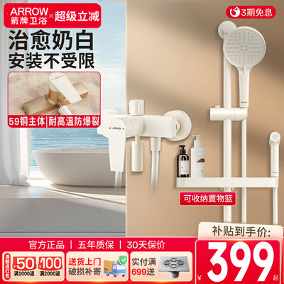 箭牌淋浴花洒套装家用洗澡精铜